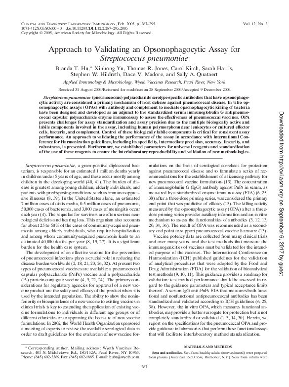 (PDF) Approach to Validating an Opsonophagocytic Assay for ...