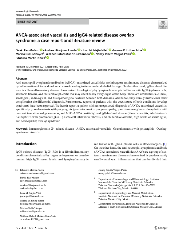 (PDF) ANCA-associated vasculitis and IgG4-related disease overlap ...