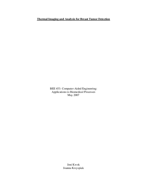 (PDF) Thermal Imaging and Analysis for Breast Tumor Detection