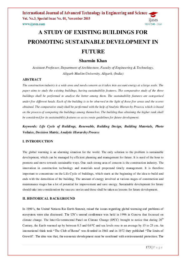 (PDF) A Study of Existing Buildings for Promoting Sustainable ...