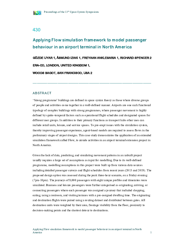 (PDF) Applying Flow simulation framework to model passenger behaviour in an airport terminal in ...