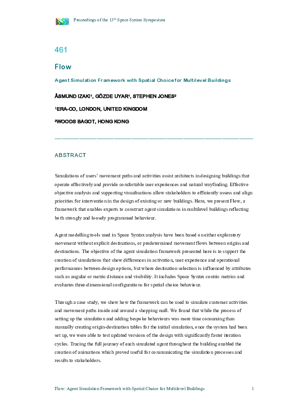 (PDF) Flow: Agent Simulation Framework with Spatial Choice for Multilevel Buildings
