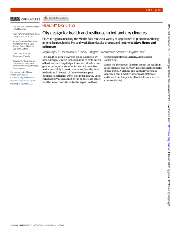 (PDF) City design for health and resilience in hot and dry climates