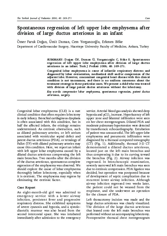 (PDF) Spontaneous regression of left upper lobe emphysema after ...