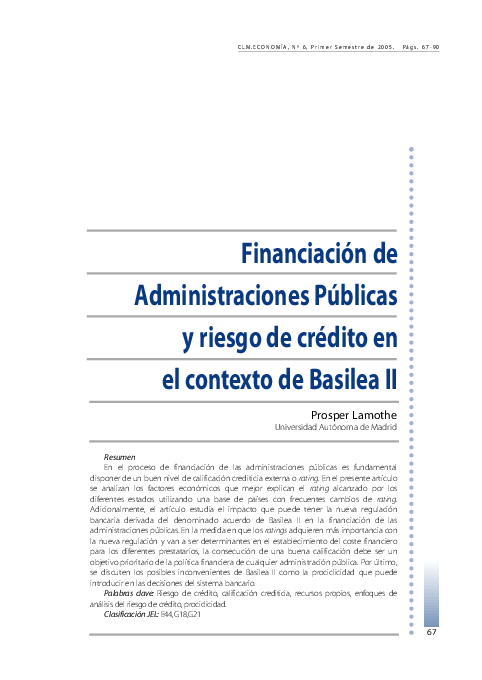 (PDF) Financiación de administraciones públicas y riesgo de crédito en el contexto de Basilea II ...