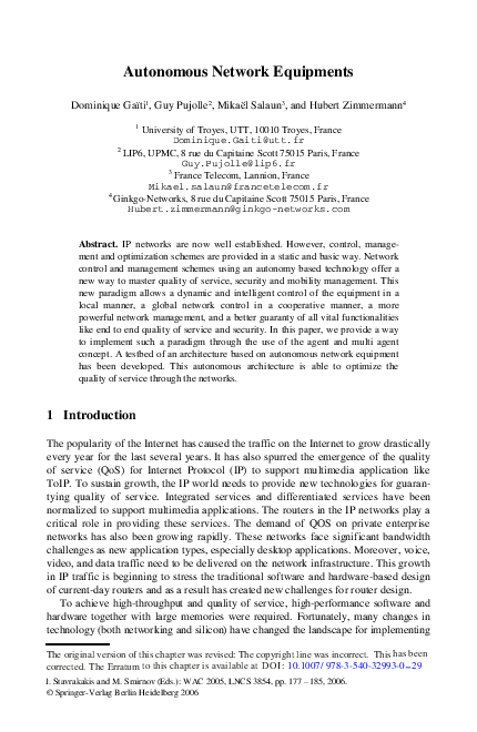 (PDF) Autonomous Network Equipments