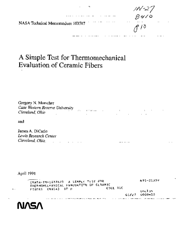 (PDF) A Simple Test for Thermomechanical Evaluation of Ceramic Fibers