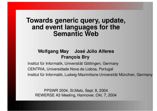 (PDF) Towards Generic Query, Update, and Event Languages for the Semantic Web