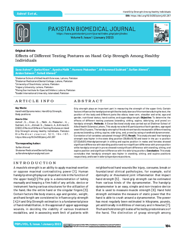 (PDF) Effects of Different Testing Postures on Hand Grip Strength among ...