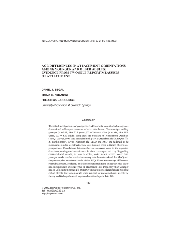 (PDF) Age Differences in Attachment Orientations among Younger and ...