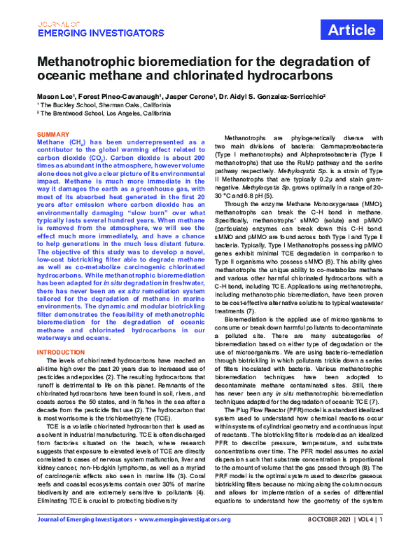 (PDF) Methanotrophic bioremediation for the degradation of oceanic ...