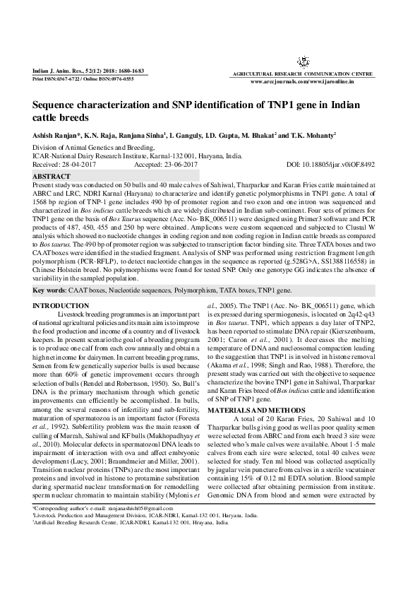 (PDF) Sequence characterization and SNP identification of TNP1 gene in ...