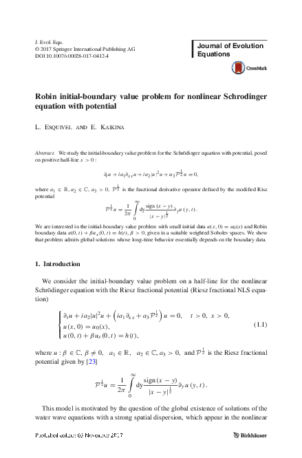 (PDF) Robin initial-boundary value problem for nonlinear Schrodinger equation with potential