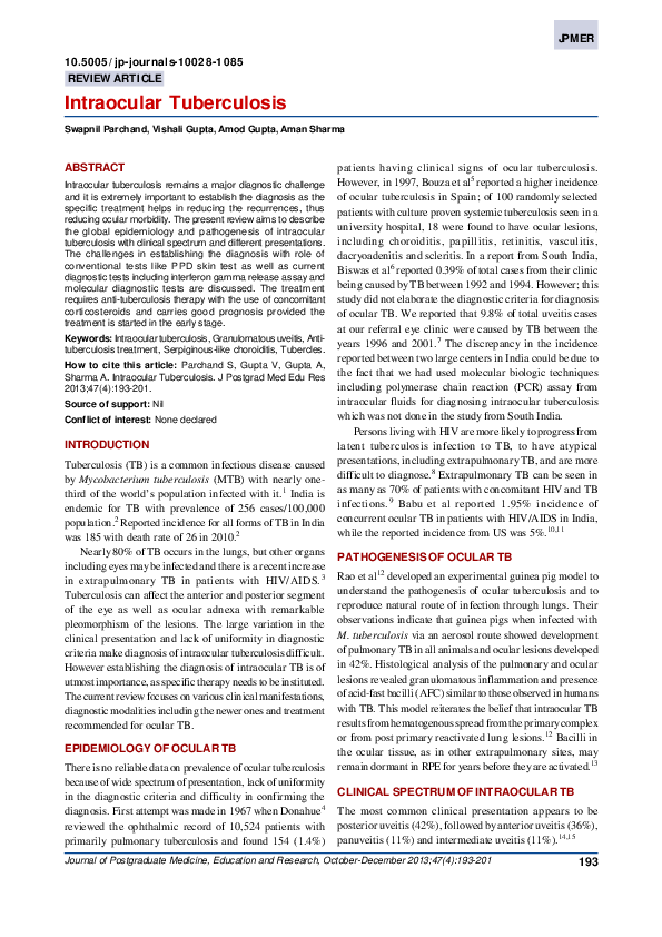 (PDF) Intraocular tuberculosis