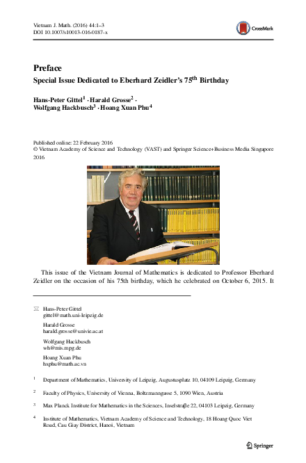 (PDF) Preface: Special Issue Dedicated to Eberhard Zeidler’s 75th Birthday | Harald Grosse ...