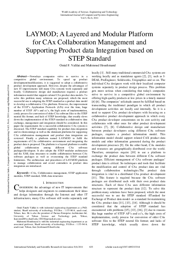 (PDF) Laymod; A Layered And Modular Platform For Cax Collaboration ...