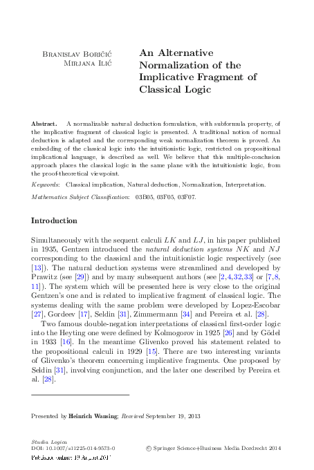 (PDF) An Alternative Normalization of the Implicative Fragment of ...