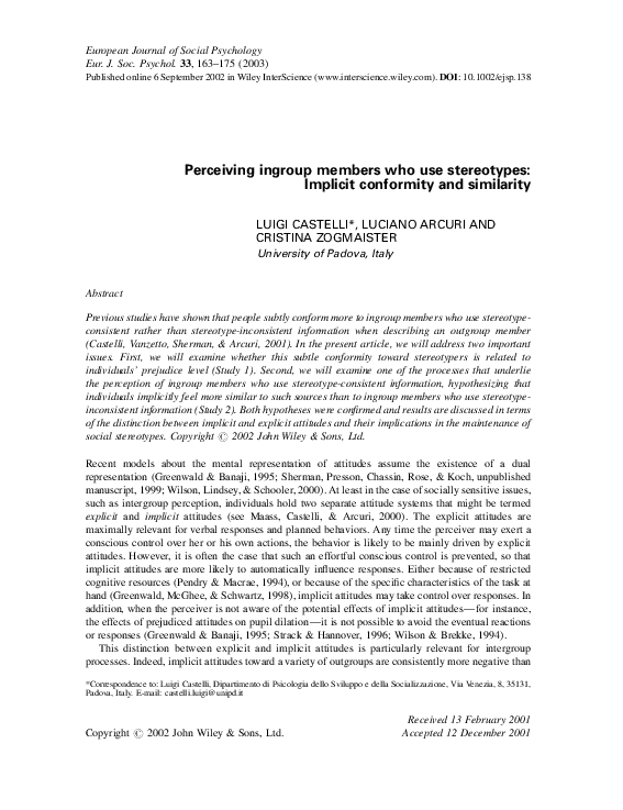 (PDF) Perceiving ingroup members who use stereotypes: implicit ...