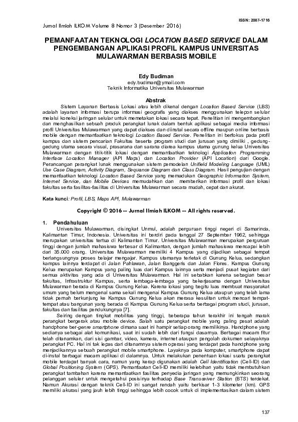 (PDF) Pemanfaatan Teknologi Location Based Service Dalam Pengembangan Aplikasi Profil Kampus ...