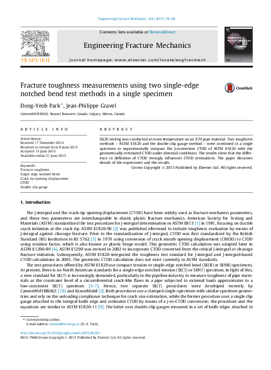 (PDF) Fracture toughness measurements using two single-edge notched ...