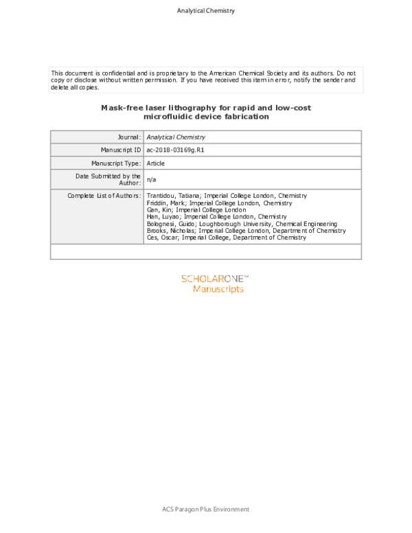 (PDF) Mask-Free Laser Lithography for Rapid and Low-Cost Microfluidic ...
