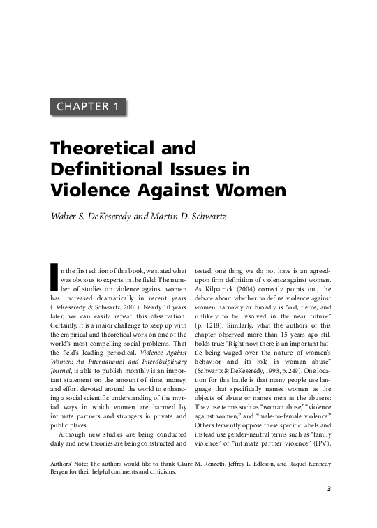 (PDF) Theoretical and Definitional Issues in Violence against Women