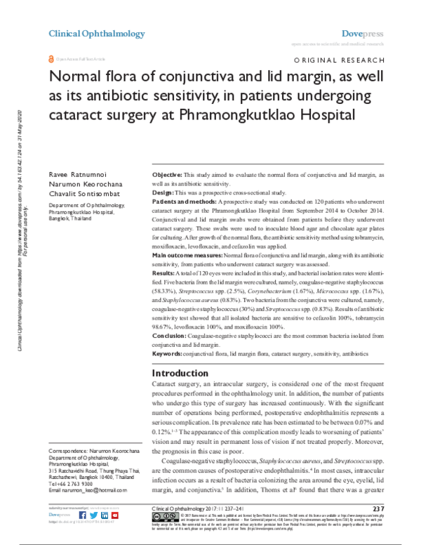 (PDF) Normal flora of conjunctiva and lid margin, as well as its ...