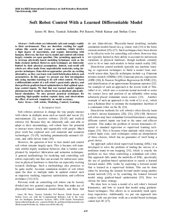 (PDF) Soft Robot Control With a Learned Differentiable Model