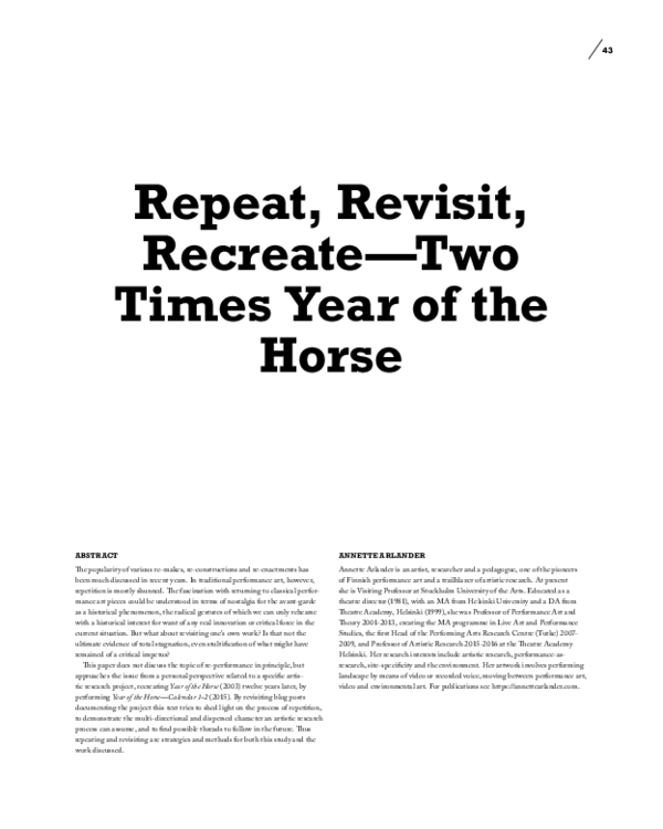 (PDF) Repeat, Revisit, Recreate — Two Times Year of the Horse