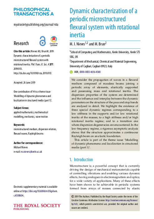 (PDF) Dynamic characterization of a periodic microstructured flexural system with rotational inertia