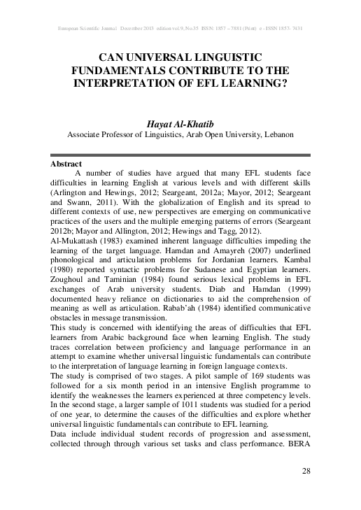 (PDF) Can Universal Linguistic Fundamentals Contribute to the ...