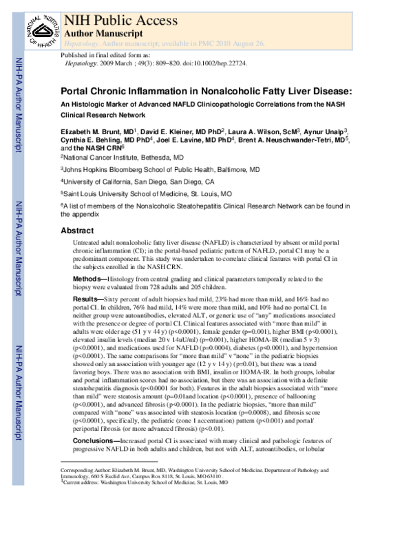 (PDF) Portal chronic inflammation in nonalcoholic fatty liver disease ...
