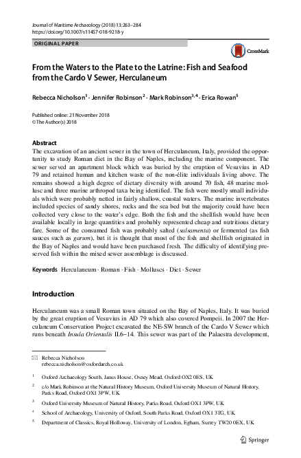 (PDF) From the Waters to the Plate to the Latrine: Fish and Seafood ...