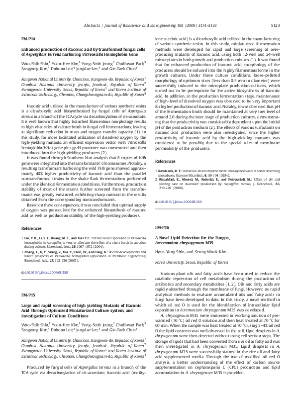 (PDF) Enhanced production of itaconic acid by transformed fungal cells ...