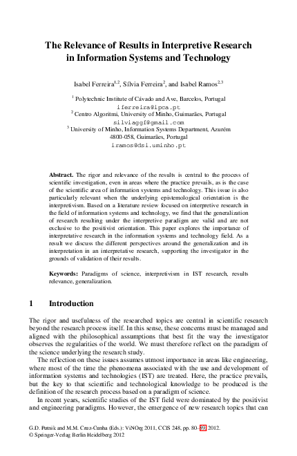 (PDF) The Relevance of Results in Interpretive Research in Information ...