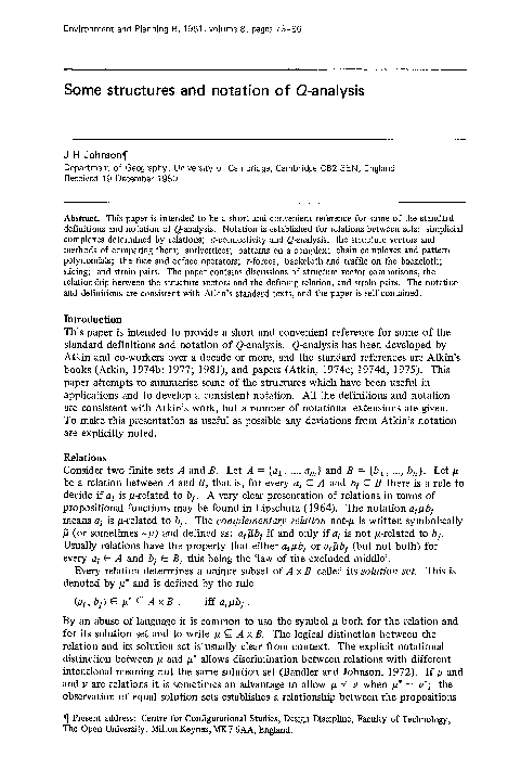 (PDF) Some structures and notation of Q-analysis