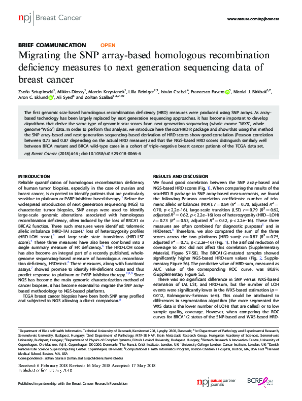 (PDF) Migrating the SNP array-based homologous recombination deficiency ...