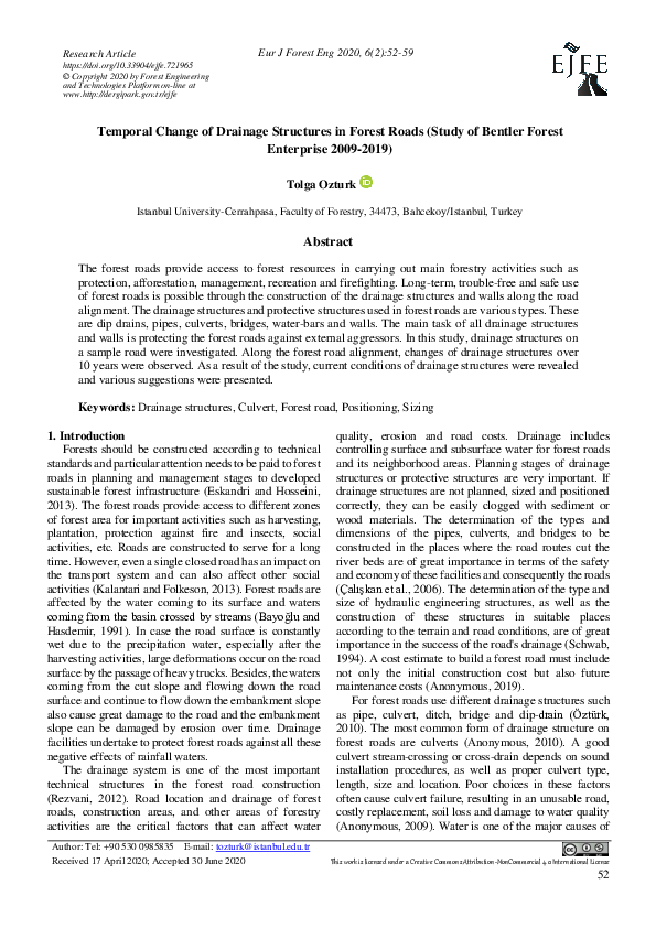 (PDF) Temporal Change of Drainage Structures in Forest Roads (Study of ...