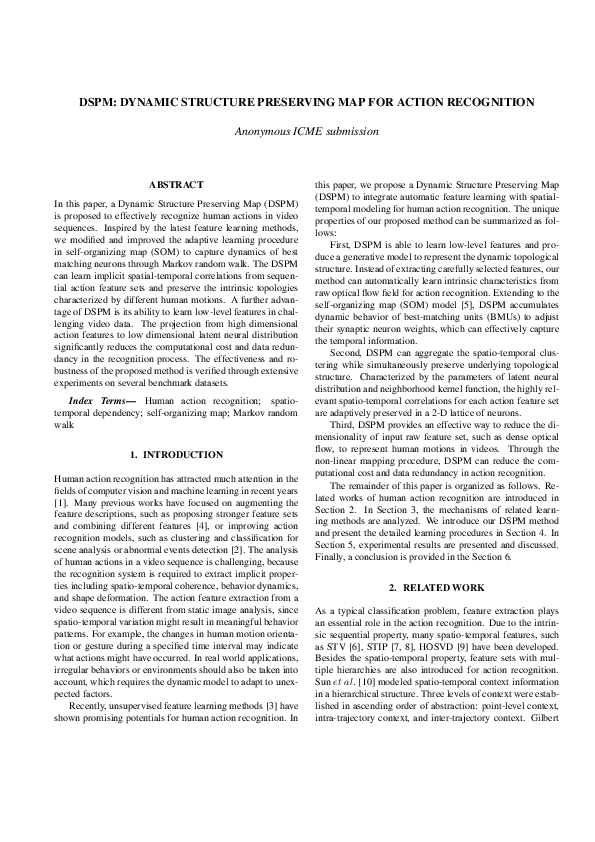 (PDF) DSPM: Dynamic Structure Preserving Map for action recognition