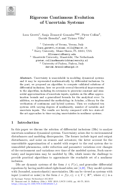(PDF) Rigorous Continuous Evolution of Uncertain Systems