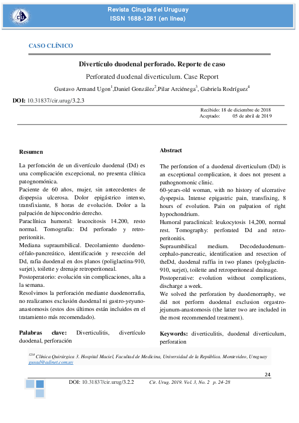 (PDF) Divertículo duodenal perforado. Reporte de caso