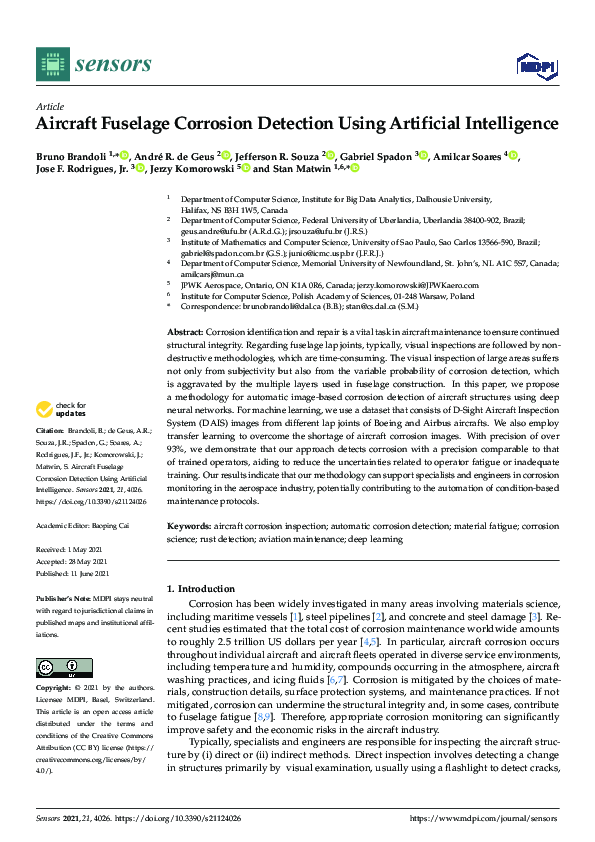 (PDF) Aircraft Fuselage Corrosion Detection Using Artificial Intelligence