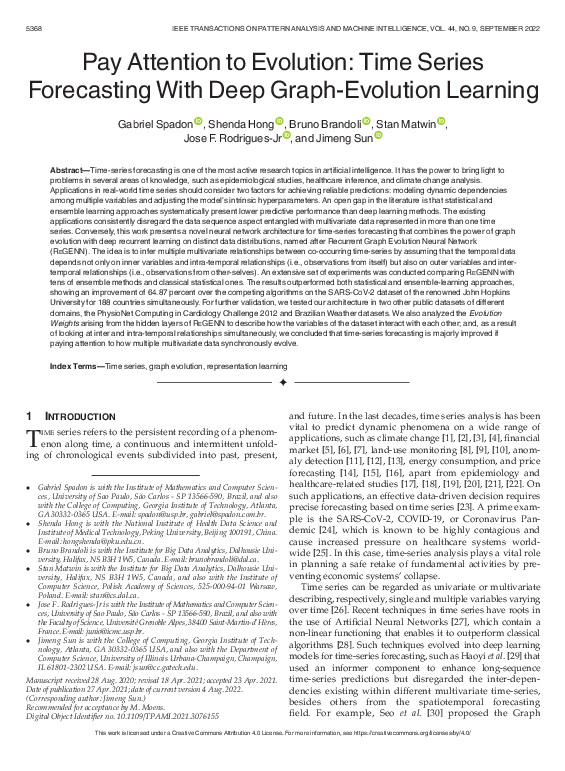 (PDF) Pay Attention to Evolution: Time Series Forecasting With Deep Graph-Evolution Learning