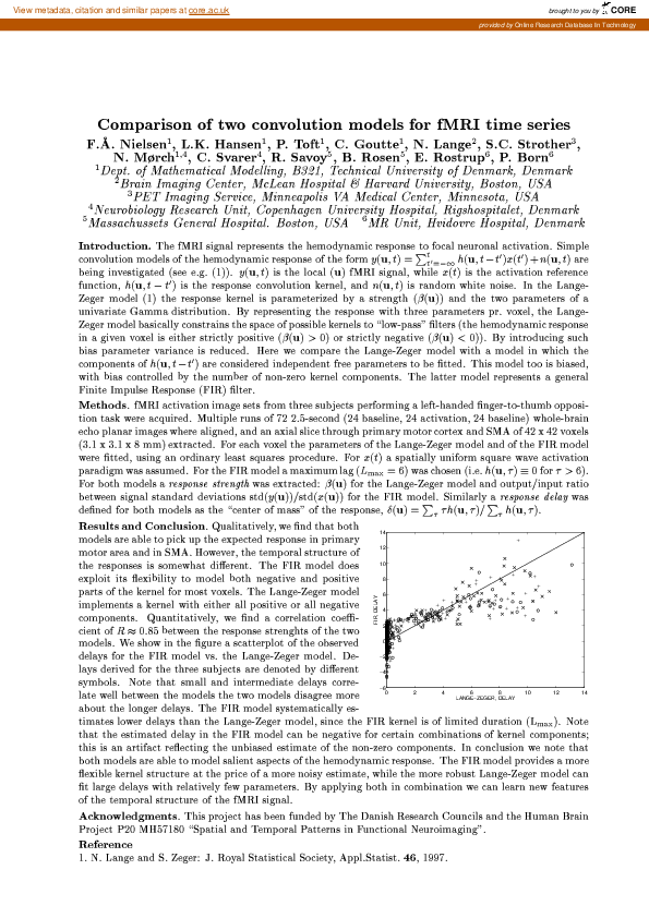 (PDF) Comparison of two convolution models for fMRI time series