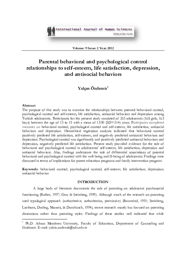 (PDF) Parental behavioral and psychological control relationships