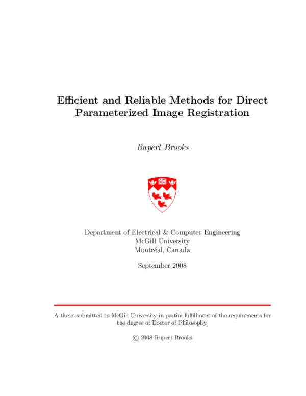 (PDF) Efficient and reliable methods for direct parameterized image registration