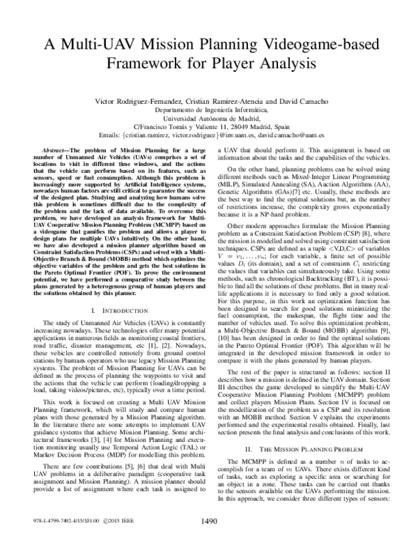 (PDF) A multi-UAV Mission Planning videogame-based framework for player analysis