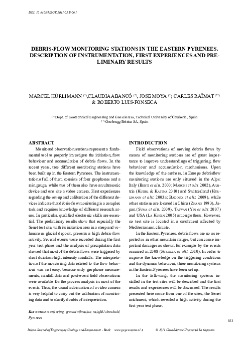 (PDF) Debris-flow monitoring stations in the Eastern Pyrenees ...