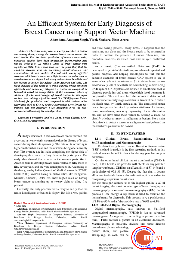 (PDF) An Efficient System for Early Diagnosis of B reast Cancer using ...