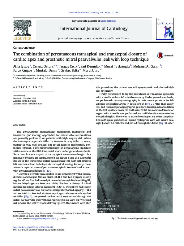 (PDF) The combination of percutaneous transapical and transseptal ...